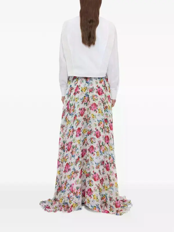 MSGM Floral Pleated Maxi Skirt