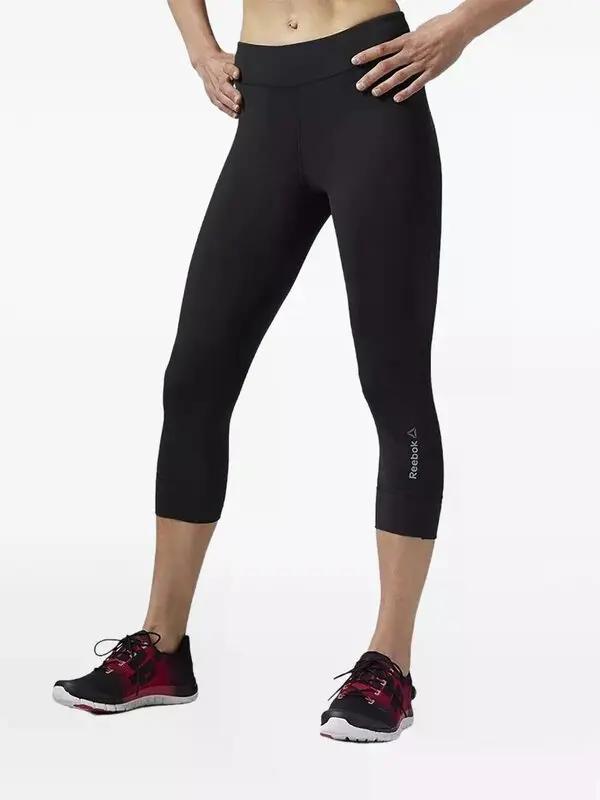 REEBOK Logo-detail Cropped Leggings - Black