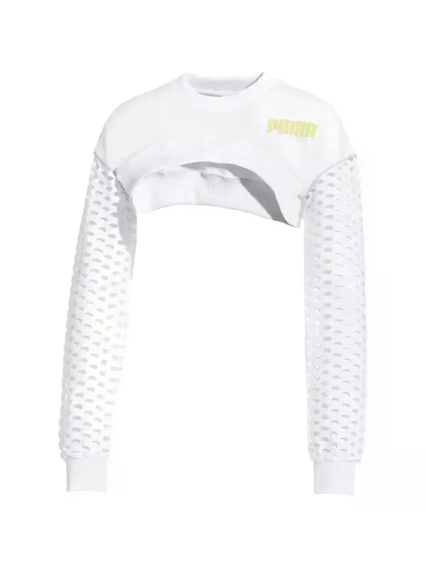 PUMA Cropped Mesh Sleeve Sweatshirt