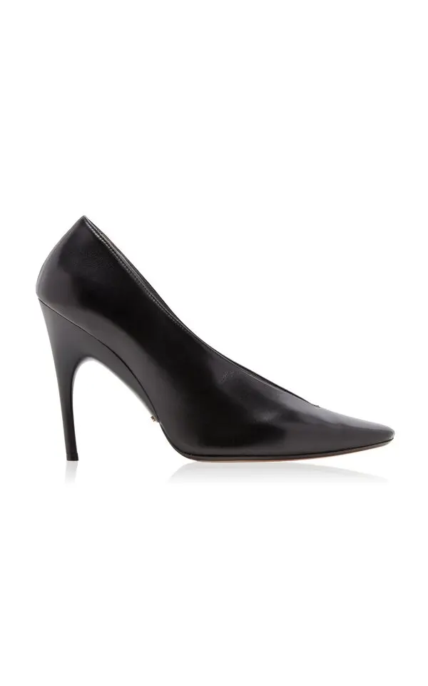Balenciaga Duchesse Leather High Heel Pumps - Black