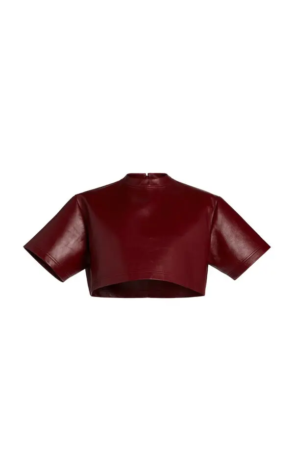 Balenciaga Cropped Lambskin Leather T-shirt