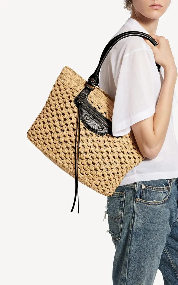 Balenciaga Le City Medium Raffia Basket Bag