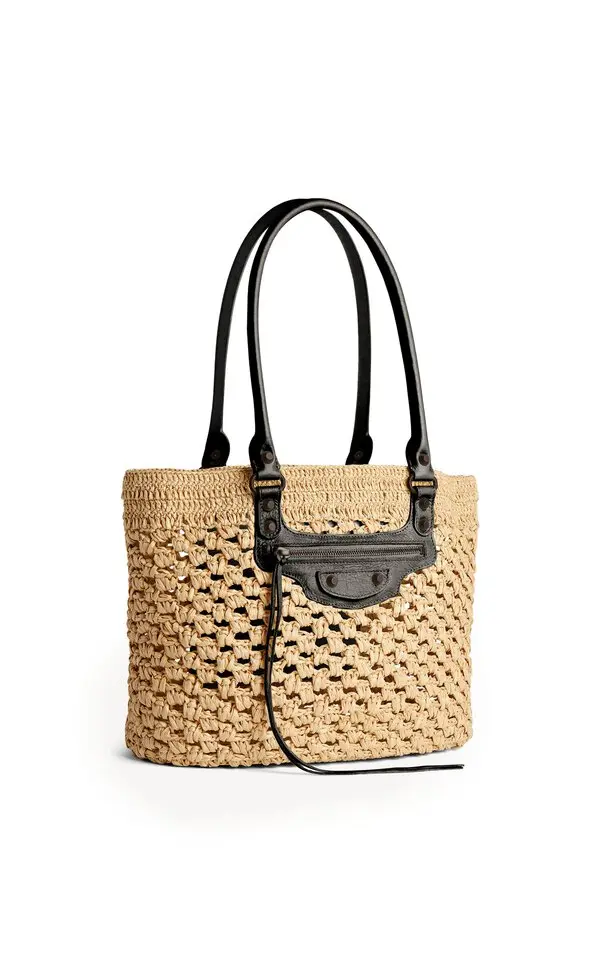 Balenciaga Le City Medium Raffia Basket Bag