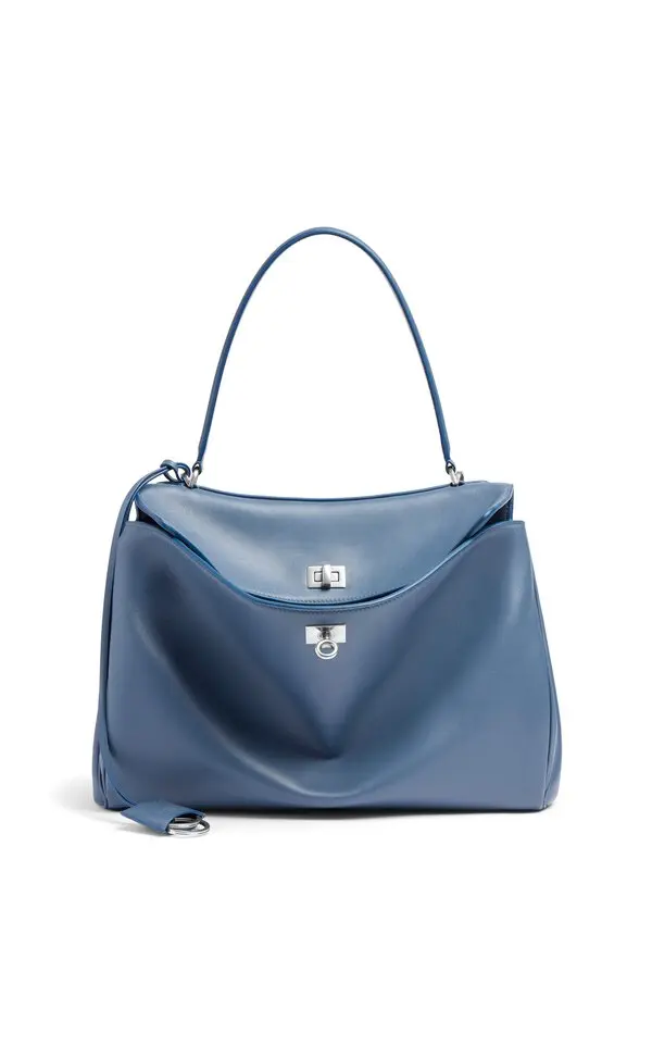 Balenciaga Rodeo Medium Leather Top Handle Bag - Blue
