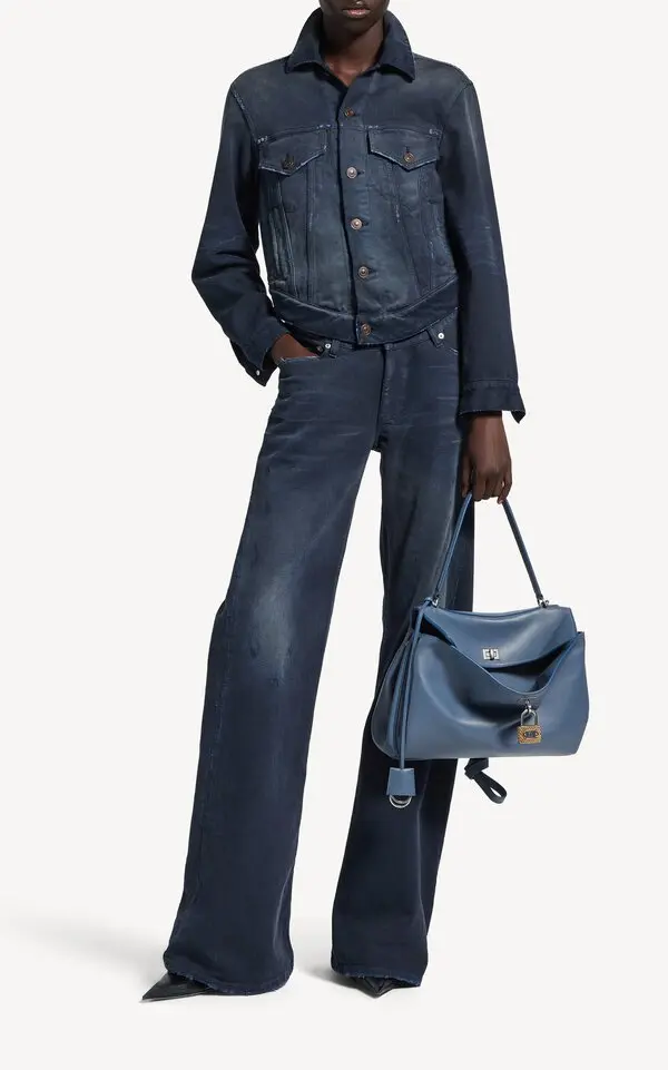 Balenciaga Rodeo Medium Leather Top Handle Bag - Blue