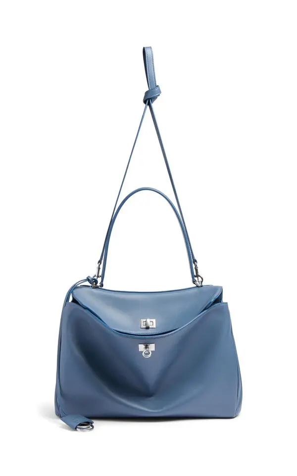Balenciaga Rodeo Medium Leather Top Handle Bag - Blue