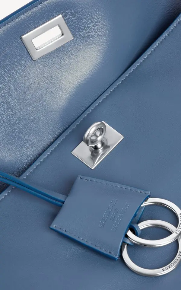 Balenciaga Rodeo Medium Leather Top Handle Bag - Blue