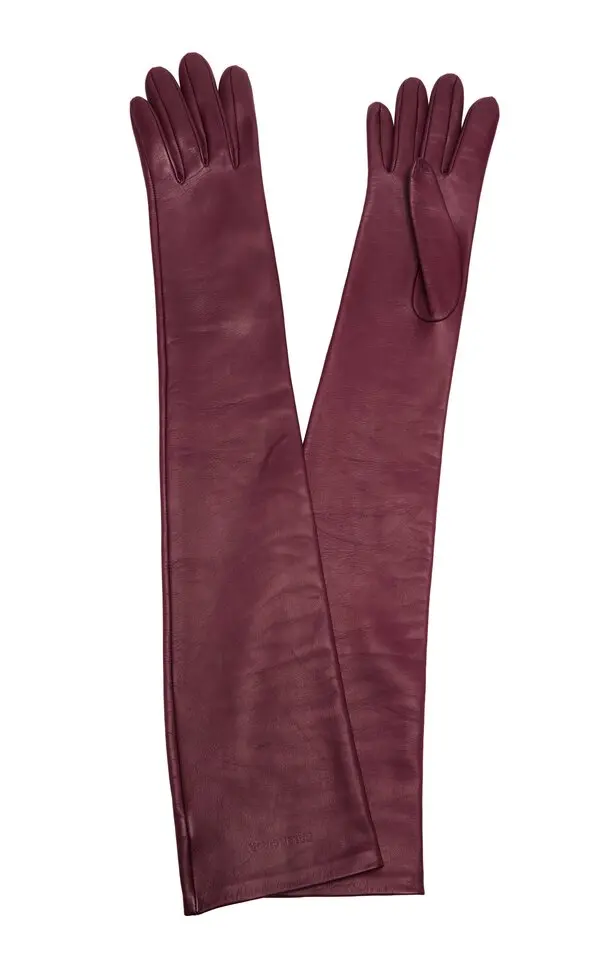Balenciaga Long Leather Gloves - Burgundy