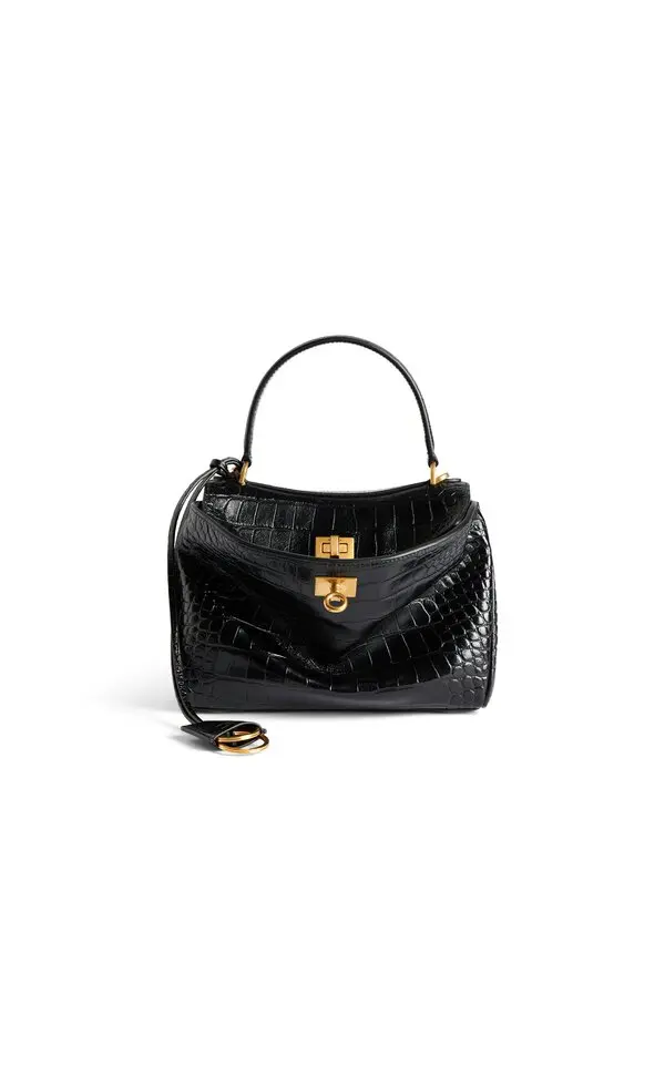 Balenciaga Rodeo Mini Croc-effect Leather Top Handle Bag