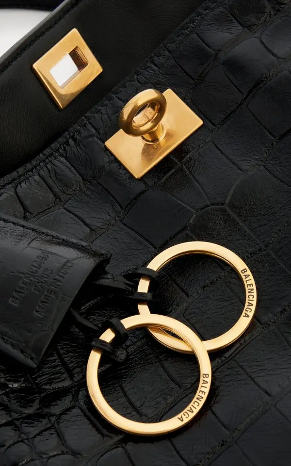 Balenciaga Rodeo Mini Croc-effect Leather Top Handle Bag