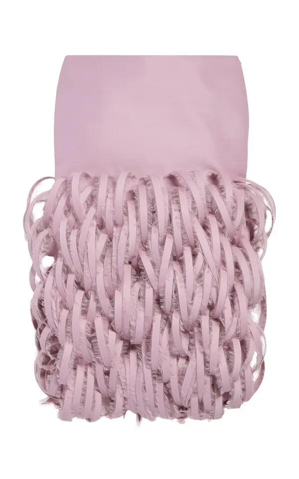 Balenciaga Feather-embroidered Midi Skirt - Light Pink