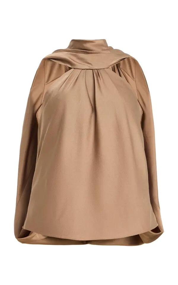 Simkhai Satin Cape Top - Tan