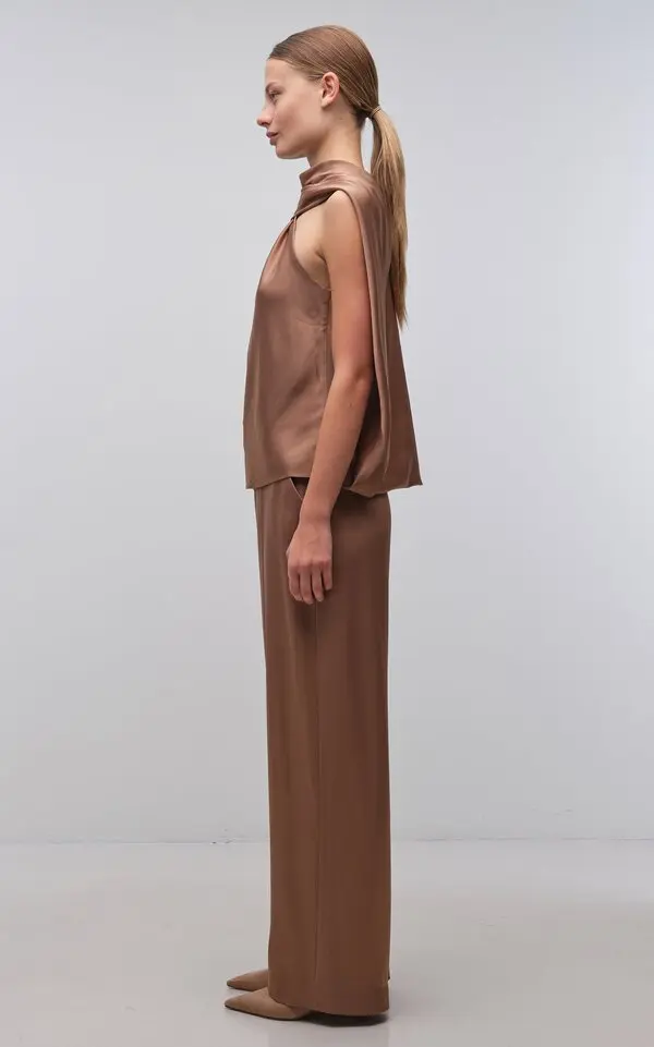 Simkhai Satin Cape Top - Tan