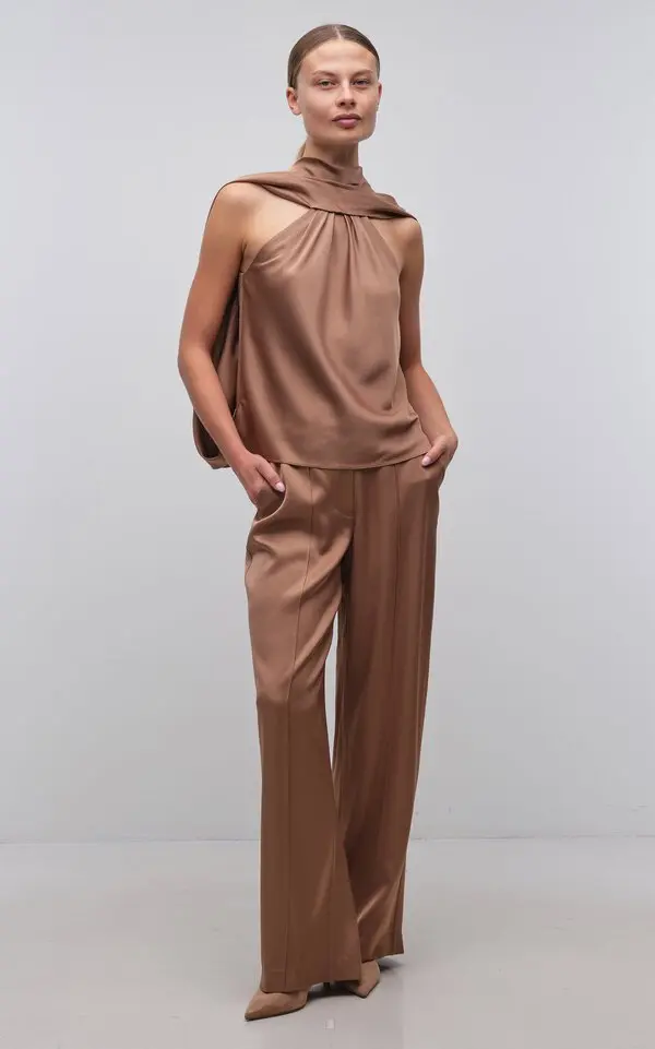 Simkhai Satin Cape Top - Tan