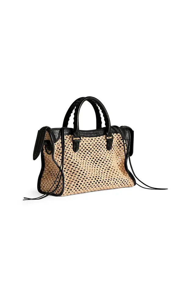Balenciaga Le City Leather & Raffia Bag