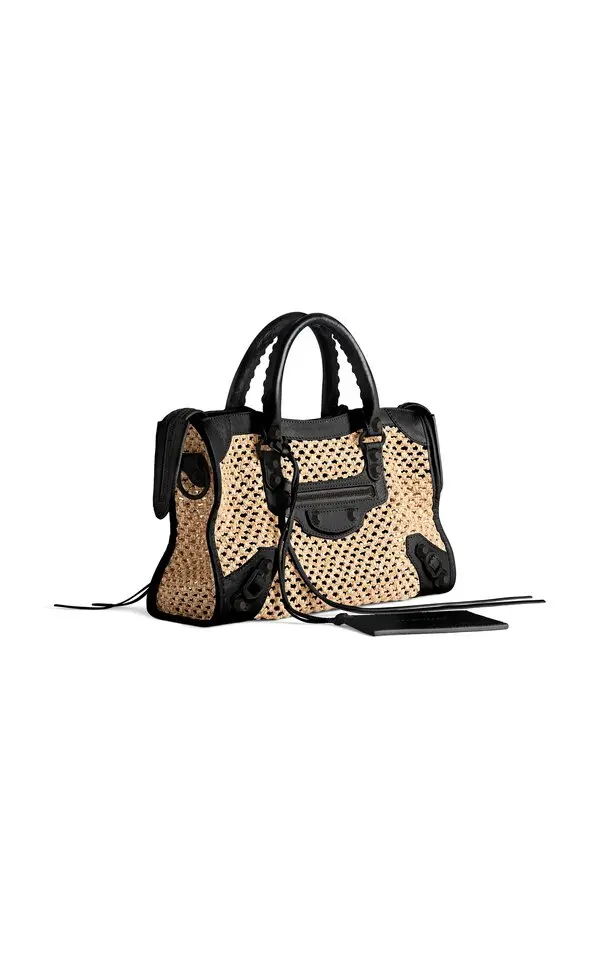 Balenciaga Le City Leather & Raffia Bag