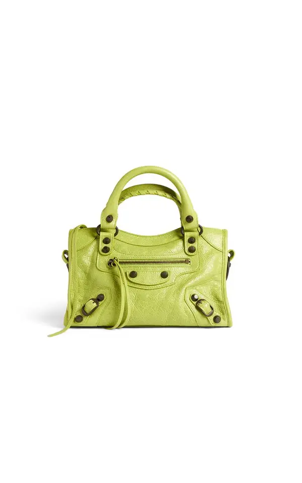 Balenciaga Le City Mini Leather Bag - Lime Green
