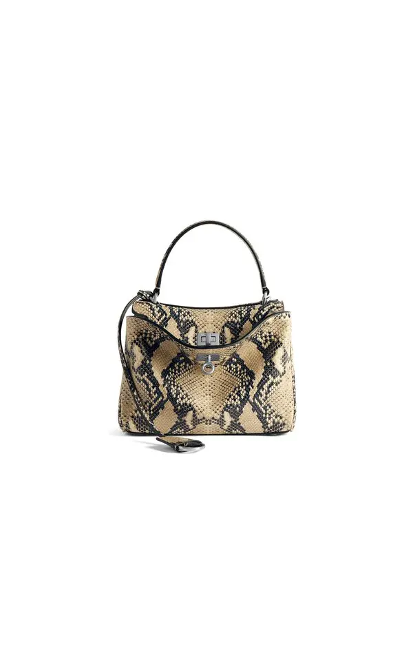 Balenciaga Rodeo Mini Snake-effect Leather Top Handle Bag