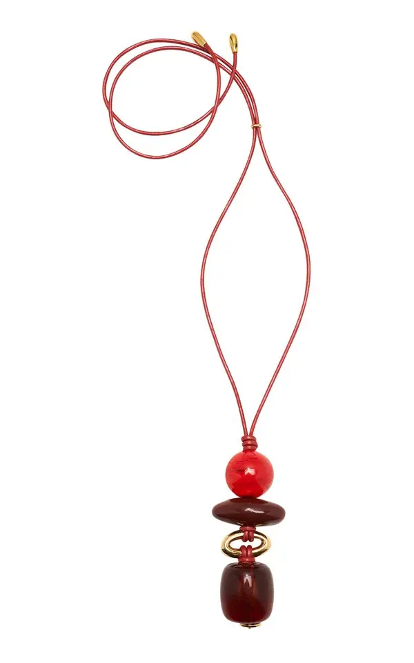 LIZZIE FORTUNATO Museo Cord Ii Necklace In Bordeaux - Red