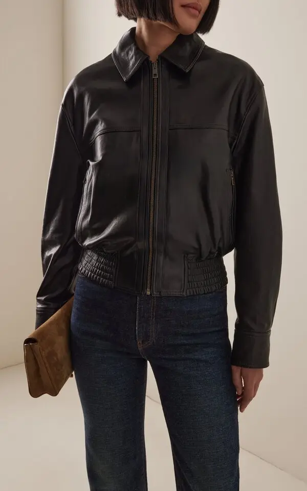 NILI LOTAN Leather Bomber Jacket