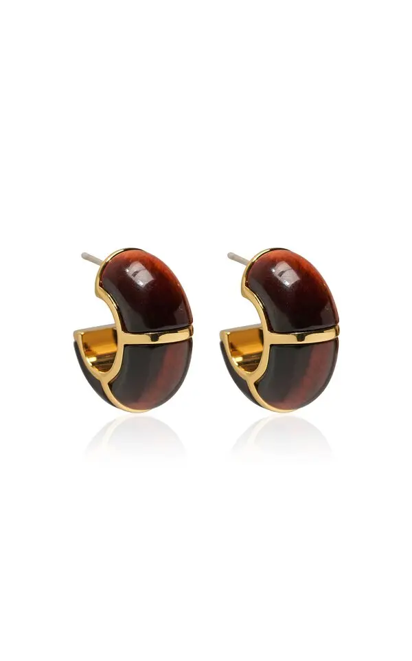 LIZZIE FORTUNATO Zellige Tiger's Eye Hoop Earrings - Brown