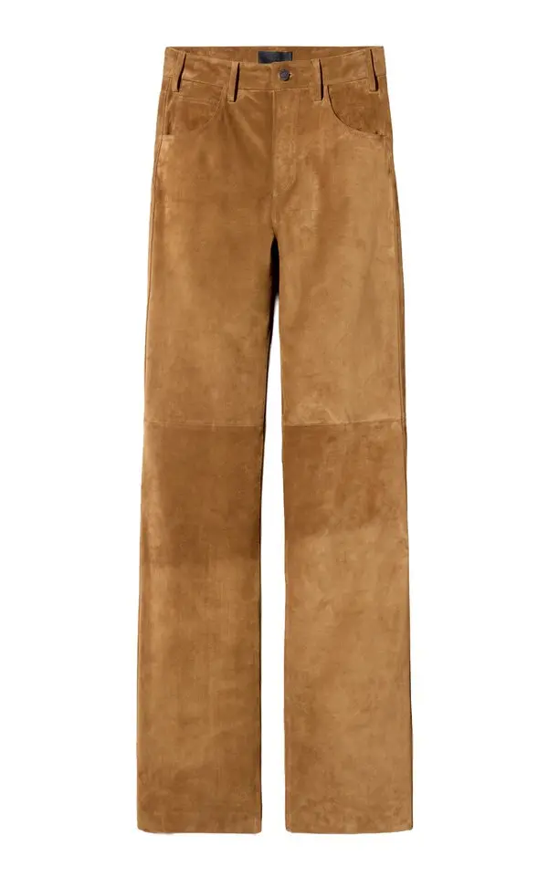 NILI LOTAN Joan Suede Straight-leg Pants