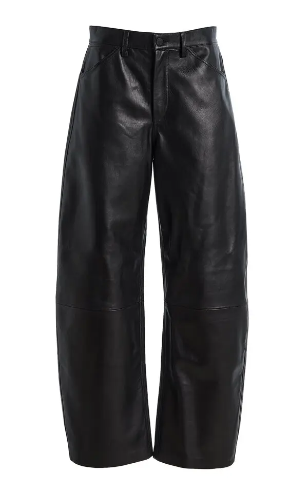 NILI LOTAN Leather Wide-leg Trousers