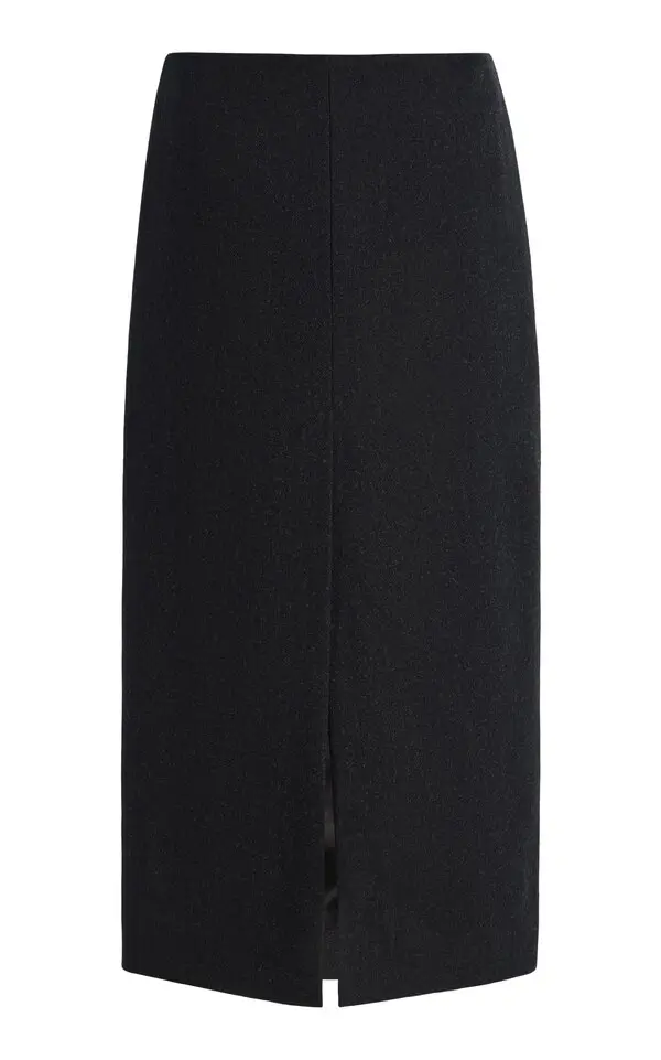 NILI LOTAN Mariha Wool Midi Skirt - Dark Grey