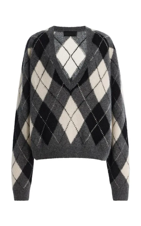 NILI LOTAN Feron Argyle Cashmere-silk Sweater
