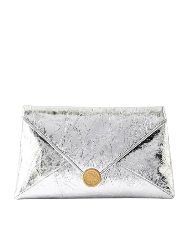 Dries Van Noten Metallic Crinkled-leather Clutch