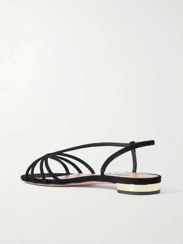 AQUAZZURA Talk To Me Suede Slingback Sandals - Black