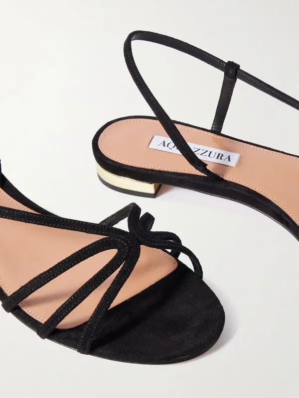 AQUAZZURA Talk To Me Suede Slingback Sandals - Black