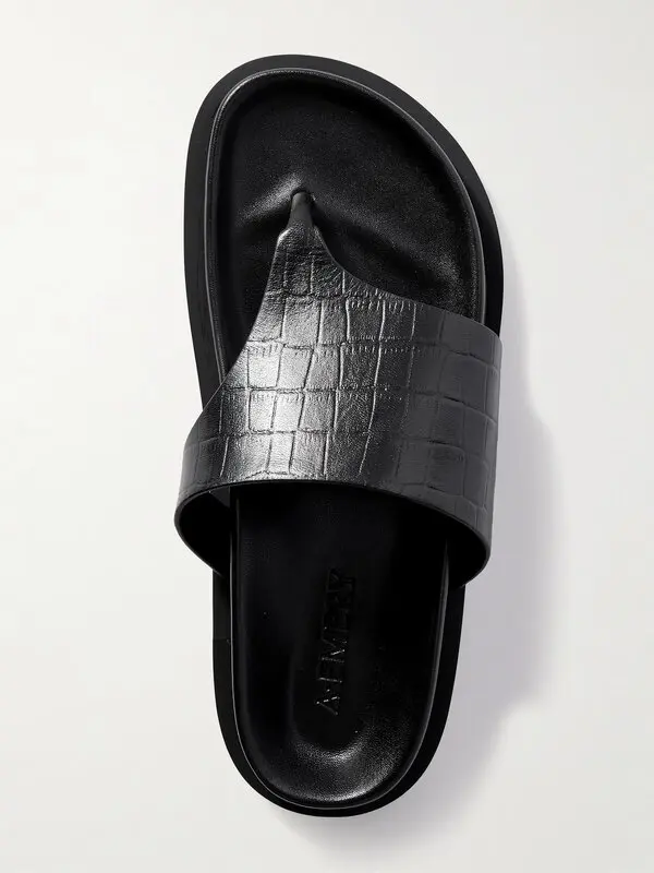 A.emery Imara Croc-effect Leather Sandals - Black