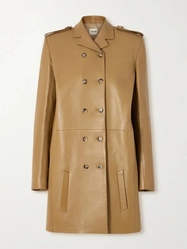 Khaite Sadra Double-breasted Leather Coat - Neutrals
