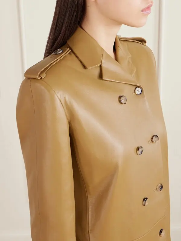 Khaite Sadra Double-breasted Leather Coat - Neutrals