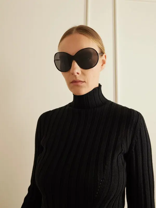 Alaïa Large Round-frame Metal Sunglasses