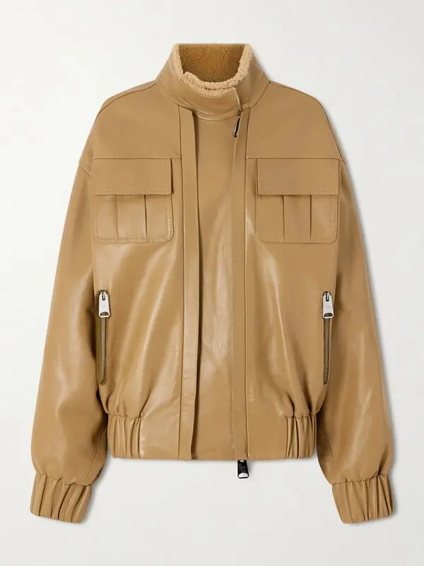 Khaite Malone Shearling-lined Bomber Jacket - Neutrals