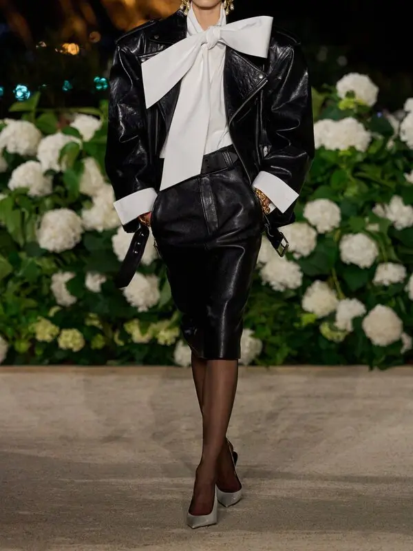 Saint Laurent Glossed Textured-leather Biker Jacket - Black