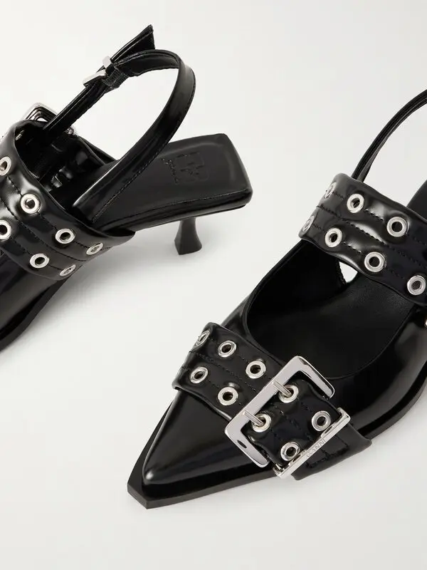 GANNI Feminine Buckle Vegan Slingback Pumps