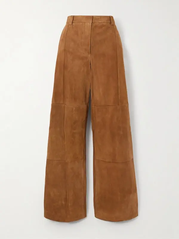 Tory Burch Paneled Wide-leg Suede Pants