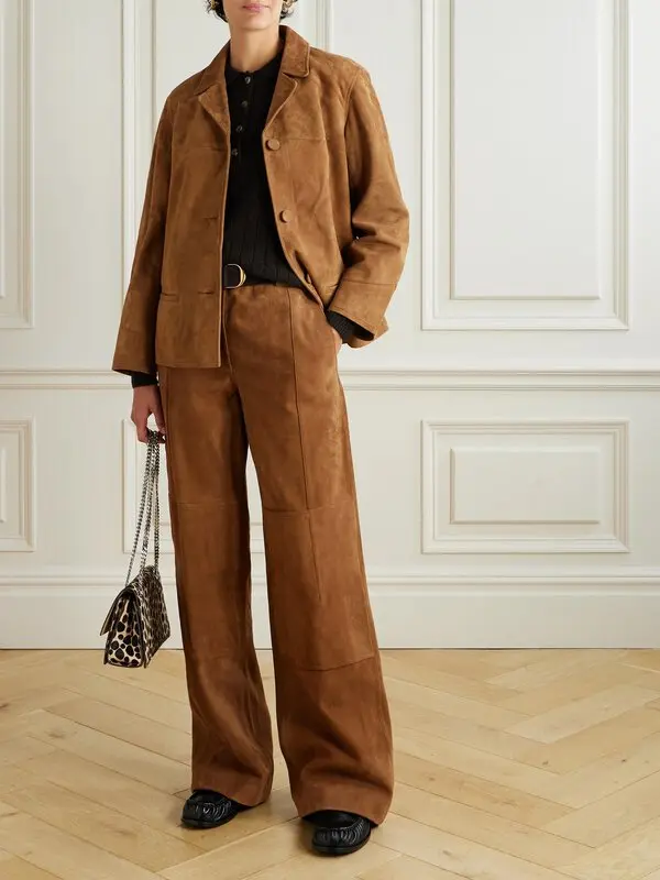 Tory Burch Paneled Wide-leg Suede Pants