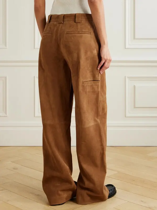 Tory Burch Paneled Wide-leg Suede Pants