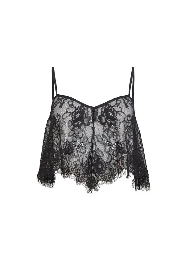FLEUR DU MAL Juliet Lace Flutter Cami - Black