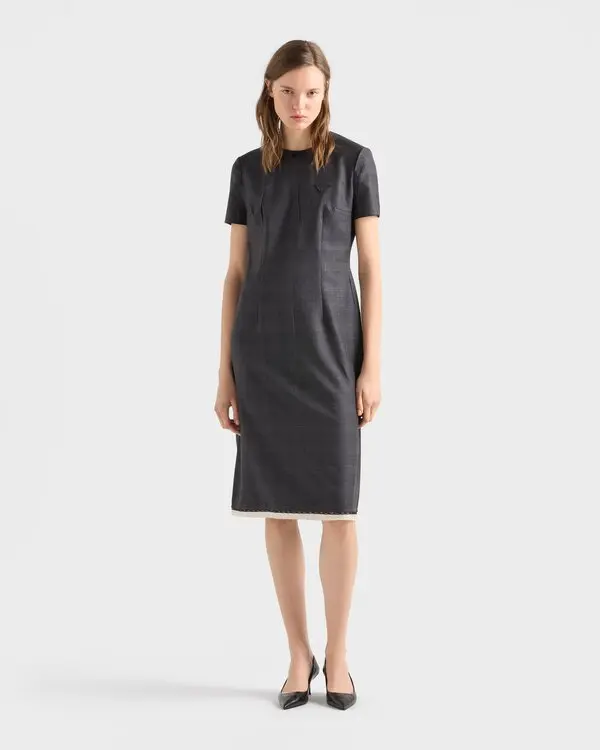 Prada Checked Wool Sheath Dress