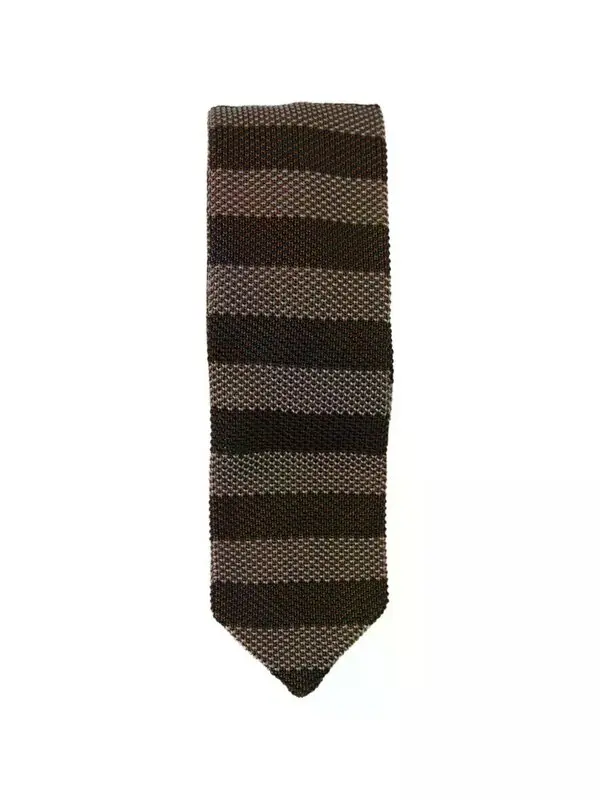 MFPEN Striped Knitted Neck Tie - Black
