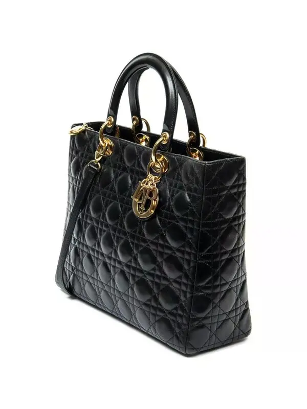 Dior Lady Zip Square-shaped Quilted Shoulder Bag - Black