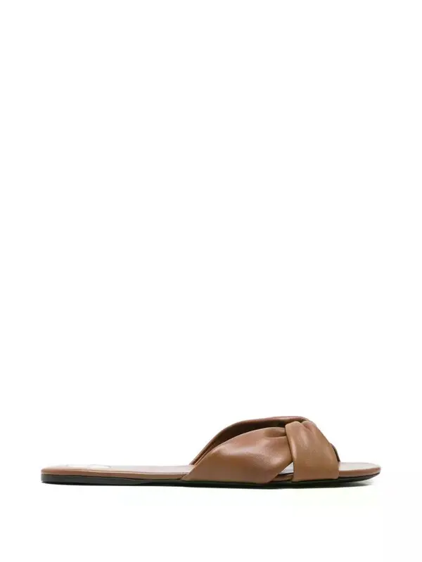 Saint Laurent Knotted Leather Sandals - Brown