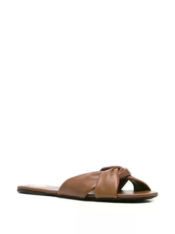 Saint Laurent Knotted Leather Sandals - Brown