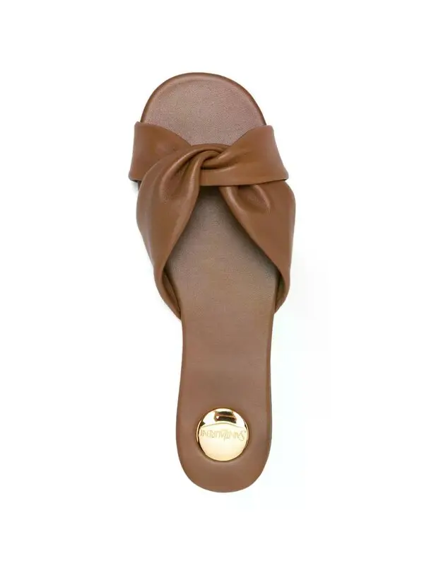 Saint Laurent Knotted Leather Sandals - Brown