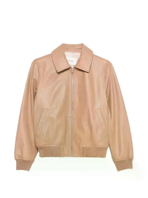 YVES SALOMON Zip-up Lambskin Jacket - Neutrals